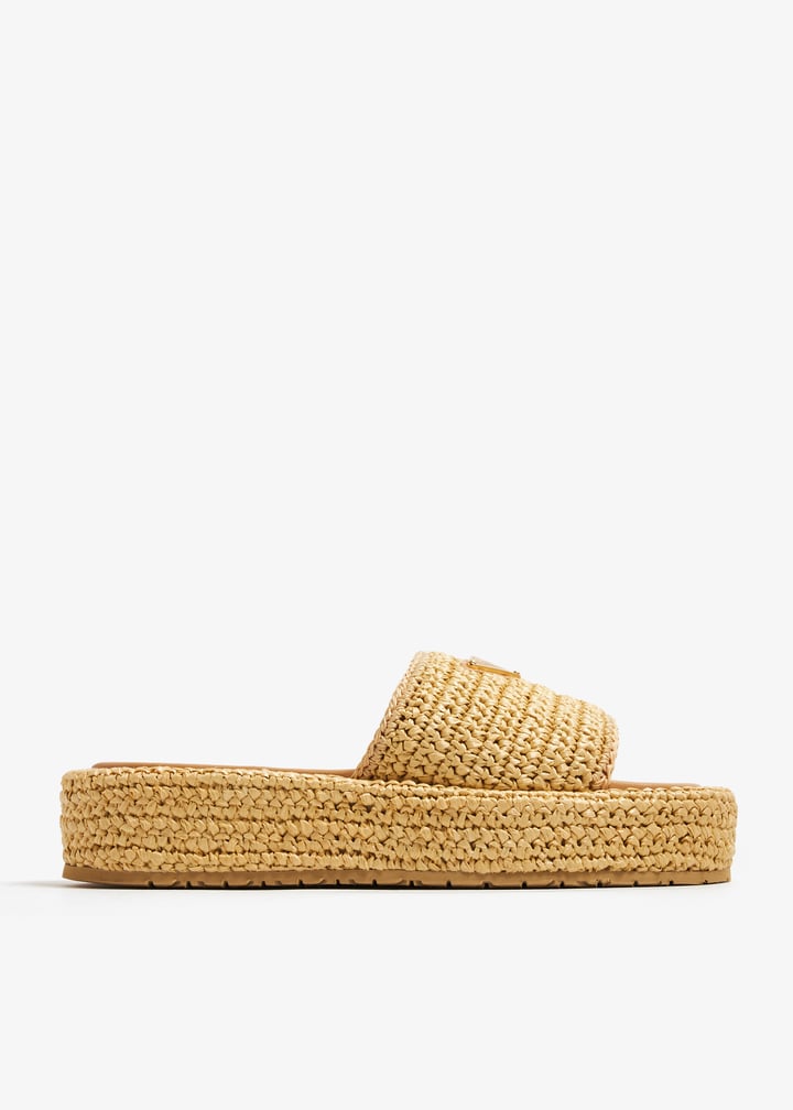 Prada Crochet flatform slides for Women - Beige in UAE | Level Shoes