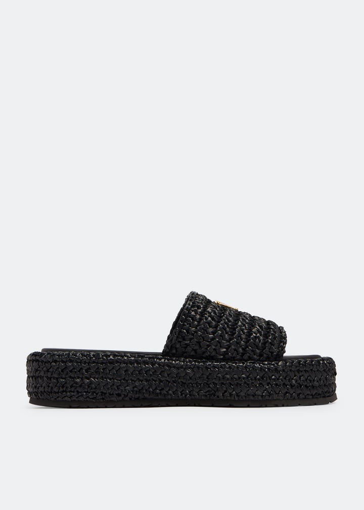 Prada Crochet flatform slides for Women - Black in KSA | Level Shoes