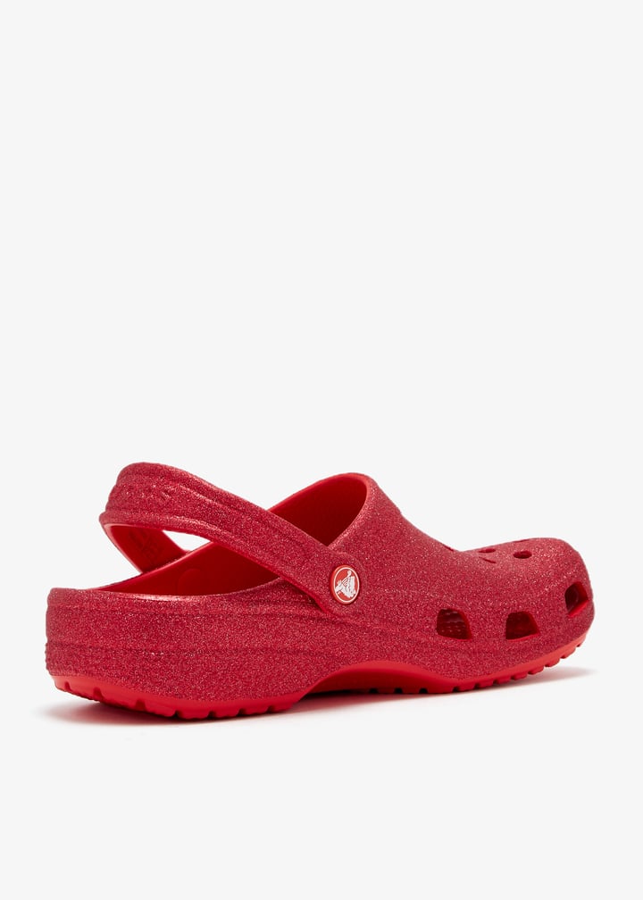 glitter red crocs