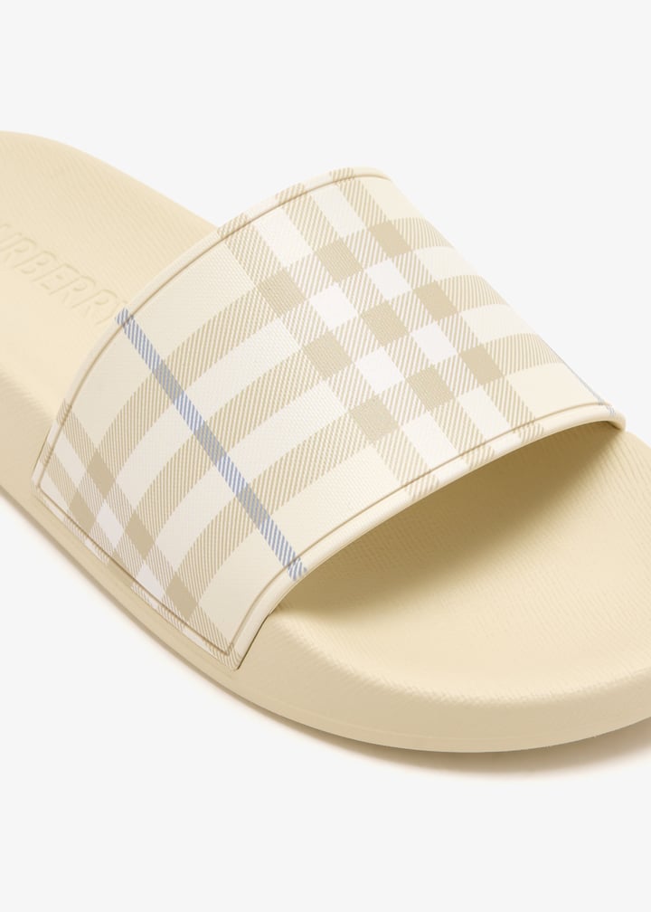 Burberry Check slides for Women - Beige in KSA | Level Shoes