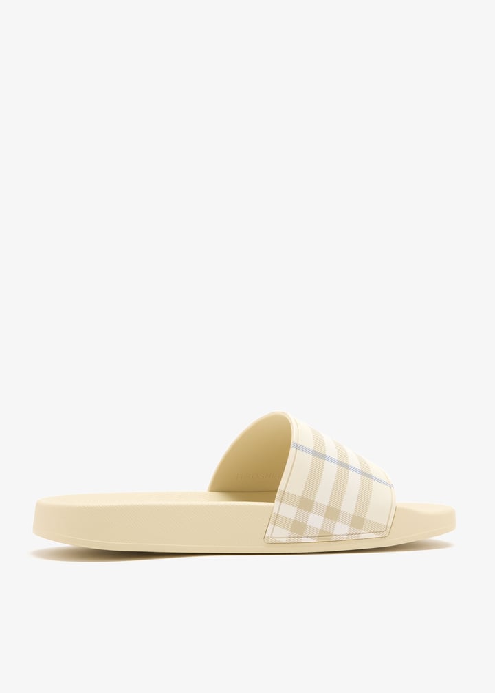 Burberry Check slides for Women - Beige in KSA | Level Shoes