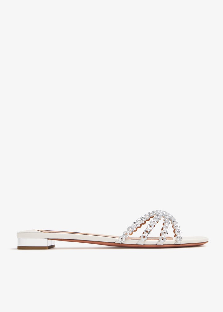 Aquazzura Forever crystal slide sandals for Women - Silver in UAE ...