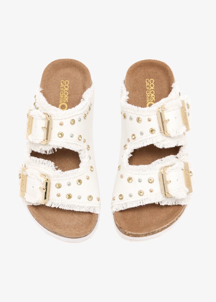 Colors Of California Stud denim sandals for Girl - White in UAE | Level ...