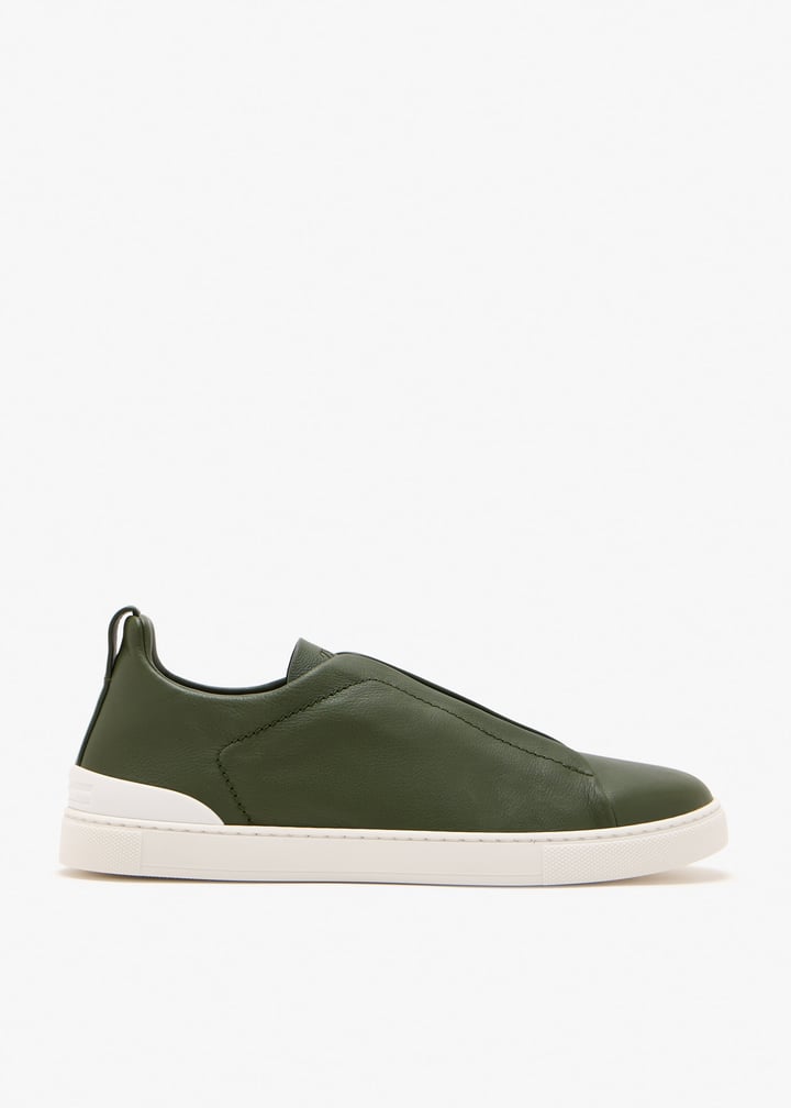 ZEGNA The pine green Triple Stitch™ SECONDSKIN leather sneakers offer ...