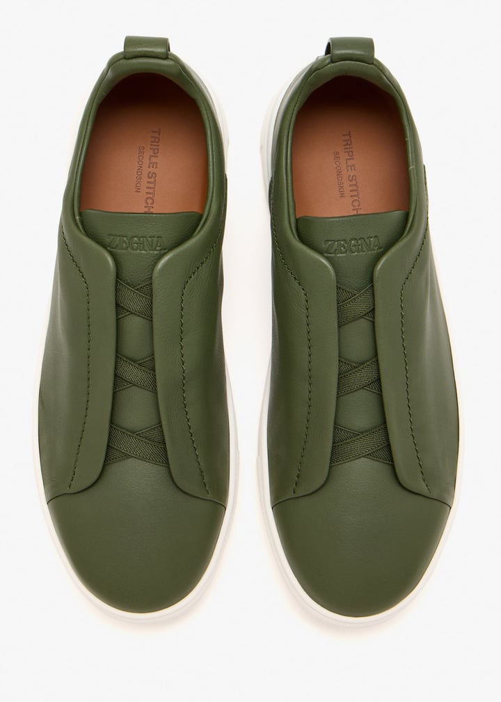 ZEGNA The pine green Triple Stitch™ SECONDSKIN leather sneakers offer ...