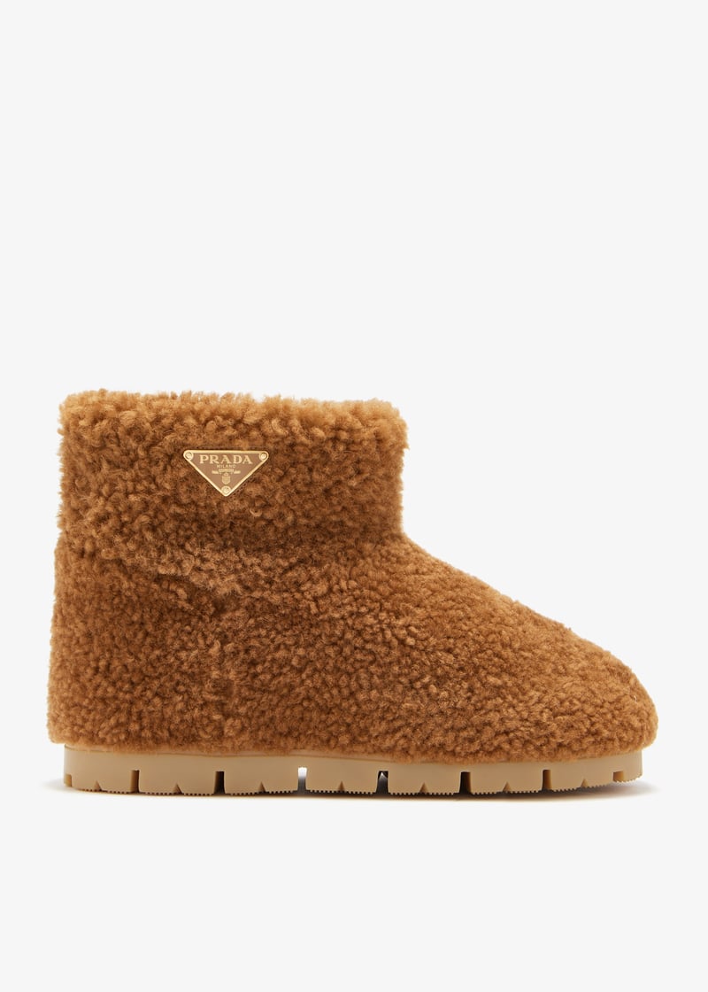 Prada Shearling booties for Women - Brown in KSA | Level Shoes