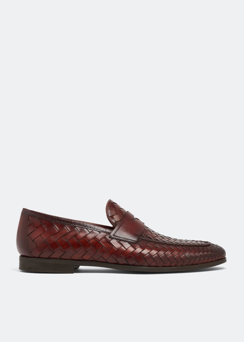Magnanni Woven leather loafers for Men - Brown in KSA | Level Shoes